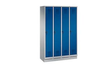 4063332636947 - C+P Garderobenschrank Evolo H1800xB1190xT500mm Korpus Weißaluminium Türen Enzianblau Abteile 4 Abteilbreite 300 Fächer 4 Sicherheits-Drehriegel