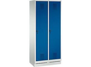 4025314343250 - C+P Garderobenschrank Evolo H1800xB810xT500mm Korpus Lichtgrau Türen Enzianblau Abteile 2 Abteilbreite 400 Fächer 2 Sicherheits-Drehriegel