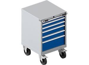 4051273657091 - Schubladenschrank mit Rollen WSK 27-27 6 Schübe bis 75 kg B 564 x T 572 x H 870 mm weißaluminium enzianblau