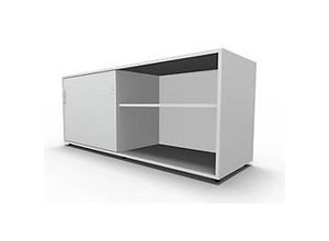 4251898809794 - Select Sideboard mit Schiebetür abschließbar Spanplatte B 1600 x T 500 x H 663 mm links anstellbar lichtgrau