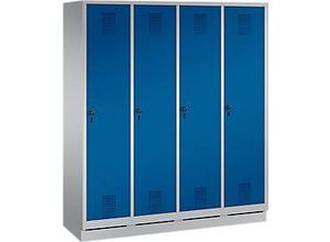 4063332636978 - C+P Garderobenschrank Evolo H1800xB1590xT500mm Korpus Weißaluminium Türen Enzianblau Abteile 4 Abteilbreite 400 Fächer 4 Sicherheits-Drehriegel