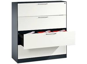 4064615351199 - Hängeregistraturschrank ASISTO C 3000 4 Schubladen 3-bahnig B 1200 mm anthrazit weiß