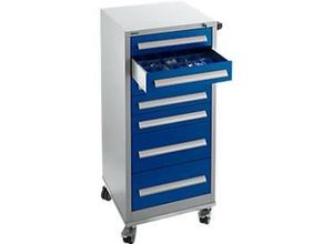 4051273045317 - Select Schubladenschrank SFR 70 7 Schübe mit Rollen weißaluminium RAL 9006 einzianblau RAL 5010