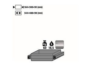 4250101138348 - Auszugswanne Standard für asecos Sicherheitsschränke der Q30 Q90 und S90 Serie Edelstahl 14301 B 564 x T 508 x H 90 mm 19 l bis 60 kg