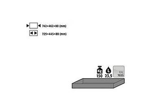 4250101140341 - Wannenboden Standard für asecos Sicherheitsschränke der Q30 Q90 und S90 Serie Stahlblech lichtgrau B 742 x T 462 x H 80 mm 235 l bis 150 kg