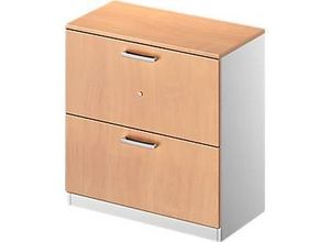 4051273739438 - SchÃ¤fer Shop Genius HÃ¤ngeregistraturschrank TETRIS SOLID 2 OH B 800 mm abschlieÃŸbar mit Abdeckplatte Buche-Dekor weiÃŸalu