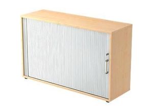 4032062151044 - Querrollladenschrank TARVIS 2 Ordnerhöhen B 1200 x T 400 x H 825 mm abschließ- & stapelbar Ahorn-Dekor alusilber