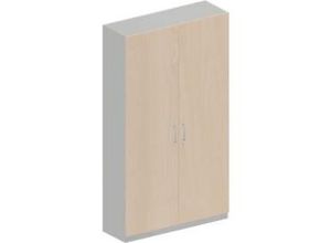 4051273739667 - Genius Garderobenschrank TETRIS SOLID 5 Ordnerhöhen 1 Fachboden Kleiderstange abschließbar B 1200 x T 412 x H 2143 mm weißalu Ahorn