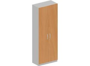 4051273739599 - Genius Garderobenschrank TETRIS SOLID 5 Ordnerhöhen 1 Fachboden Kleiderstange abschließbar B 800 x T 412 x H 2143 mm weißalu Buche