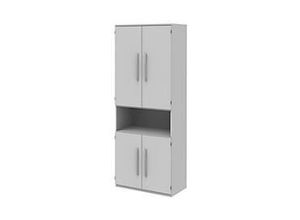 4004479540278 - Aktenschrank BARI 6 OH 3 Böden 1 offenes Fach B 819 x T 430 x H 2174 mm hellgrau