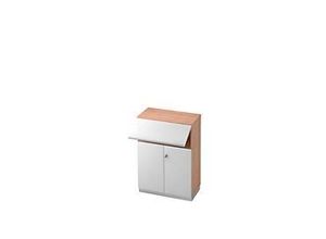 4032062111307 - Aktenschrank mit Sicherheitsklappe 3 OH B 800 x T 420 mm Nussbaum-Dekor silber