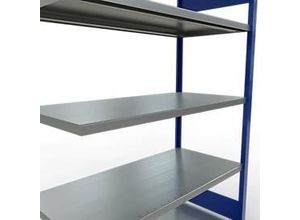 4004514283740 - SCHULTE Lagertechnik Fachbodenregal - Stecksystem MULTIplus 250 Anbauregal Längenriegel 2000x1300x600 mm 5 Böden enzianblau verzinkt