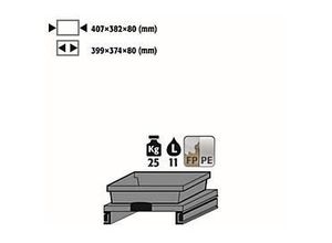 4250101138713 - Tablarauszug für asecos Sicherheitsschränke der K90 Serie FP-Platte Polypropylen grau B 407 x T 382 x H 80 mm 11 l bis 25 kg