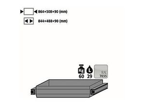 4250101138164 - Auszugswanne Standard für asecos Sicherheitsschränke der Q30 Q90 und S90 Serie Stahlblech lichtgrau B 864 x T 508 x H 90 mm 29 l bis 60 kg