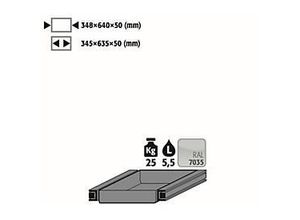 4250101138652 - Auszugswanne Standard für asecos Sicherheitsschränke der S90 Serie Stahlblech lichtgrau B 348 x T 640 x H 50 mm 55 l bis 25 kg