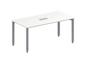 4251898816372 - Genius Konferenztisch MODENA FLEX 3-fach Anschluss Rechteck 4-Fuß Quadratrohr B 1600 x T 800 x H 720-840 mm weiß weißalu