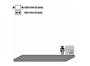 4250101139666 - Fachboden Standard für asecos Druckgasflaschenschränke Stahlblech lichtgrau B 1285 x T 340 x H 25 mm bis 75 kg