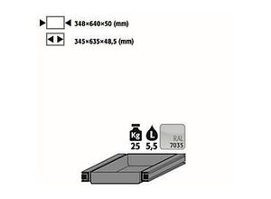 4250101187872 - Auszugswanne Standard für asecos Sicherheitsschränke der S90 Serie Stahlblech lichtgrau B 348 x T 640 x H 50 mm 55 l bis 25 kg