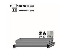 4250101139161 - Tablarauszug Abz für asecos Chemikalienschränke der CS und CX Serie Stahlblech Polypropylen lichtgrau B 955 x T 485 x H 112 mm 33 l bis 30 kg