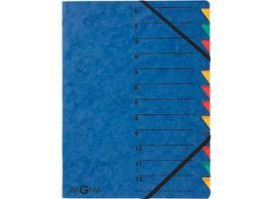 4013951004757 - Dokumentenmappe Easy DIN A4 Gummizugverschluss 12-teilig blau