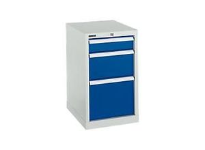 4051273648532 - Schäfer Shop Select Schubladenschrank 18-27 3 Schübe (H 100 200 300mm) bis 75 kg B 411 x T 572 x H 700 mm enzianblau lichtgrau