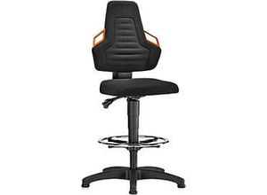 4016849644028 - Arbeitsdrehstuhl Gleiter + Fußring Stoff schwarz Griffe orange