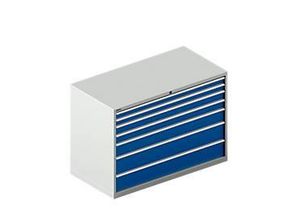 4051273688019 - Select Schubladenschrank WSK 78–36 E Stahl 7 Schübe 200 kg Traglast B 1431 mm x T 725 mm x H 1000 mm lichtgrau enzianblau