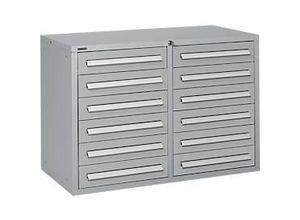 4051273033239 - Select Schubladenschrank SF 120 12 Schübe mit Etikettenschildern abschließbar B 1055 x T 500 x H 723 mm weißaluminium RAL 9006 weißaluminium RAL 9006