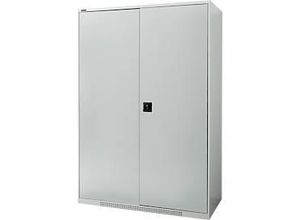 4051273769336 - Genius Flügeltürenschrank FS Stahl mit Belüftungslöchern B 1343 x T 620 x H 1950 mm 5 OH Lichtgrau Lichtgrau bis 750 kg