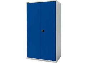 4051273769404 - Genius Flügeltürenschrank FS Stahl mit Belüftungslöchern B 1055 x T 620 x H 1950 mm 5 OH Lichtgrau Enzianblau bis 500 kg