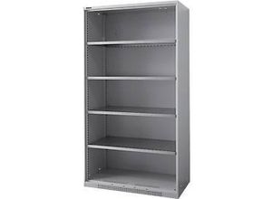 4051273769589 - Genius Schwerlastregal-Schrank FS Stahlblech B 1055 x T 520 x H 1950 mm 5 OH weißaluminium bis 1000 kg