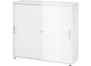 4032062185063 - Schiebetürschrank Breno abschließbar Spanplatte melaminharzbeschichtet B 1200 x T 400 x H 1100 mm 3 Ordnerhöhen weiß weiß