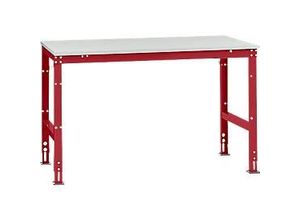 4045916070200 - AU40613003 Arbeits-Grundtisch UNIVERSAL Standard mit Melaminplatte BxTxH = 1500 x 1000 x 760-870 mm Rubin-Rot