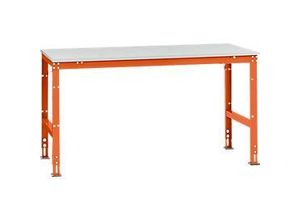 4045916070514 - AU40912001 Arbeits-Grundtisch UNIVERSAL Standard mit Melaminplatte BxTxH = 1750 x 1000 x 760-870 mm Rotorange (RAL 2001)