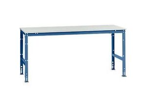 4045916070842 - AU41215007 Arbeits-Grundtisch UNIVERSAL Standard mit Melaminplatte BxTxH = 2000 x 1000 x 760-870 mm Brillantblau (RAL 5007)