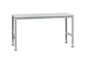 4045916070484 - AU40819006 Arbeits-Grundtisch UNIVERSAL Standard mit Melaminplatte BxTxH = 1750 x 800 x 760-870 mm Alusilber