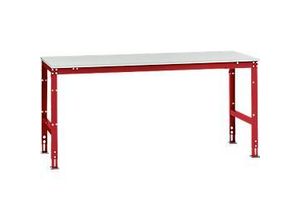 4045916079357 - AU41273003 Arbeits-Grundtisch UNIVERSAL Standard mit Kunststoffplatte BxTxH = 2000x1000x760-870 mm Rubin-Rot