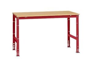 4045916093810 - AU40653003 Arbeits-Grundtisch UNIVERSAL Standard mit Multiplexplatte BxTxH = 1500 x 1000 x 760-870 mm Rubin-Rot