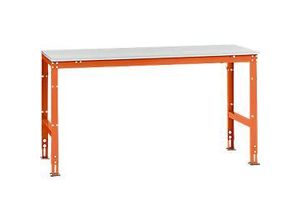 4045916070415 - AU40812001 Arbeits-Grundtisch UNIVERSAL Standard mit Melaminplatte BxTxH = 1750 x 800 x 760-870 mm Rotorange (RAL 2001)