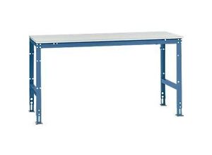 4045916070439 - AU40815007 Arbeits-Grundtisch UNIVERSAL Standard mit Melaminplatte BxTxH = 1750 x 800 x 760-870 mm Brillantblau (RAL 5007)