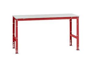 4045916070422 - AU40813003 Arbeits-Grundtisch UNIVERSAL Standard mit Melaminplatte BxTxH = 1750 x 800 x 760-870 mm Rubin-Rot