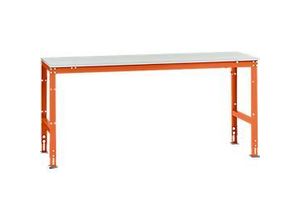 4045916070736 - AU41112001 Arbeits-Grundtisch UNIVERSAL Standard mit Melaminplatte BxTxH = 2000 x 800 x 760-870 mm Rotorange (RAL 2001)