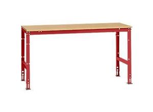 4045916094039 - AU40853003 Arbeits-Grundtisch UNIVERSAL Standard mit Multiplexplatte BxTxH = 1750 x 800 x 760-870 mm Rubin-Rot