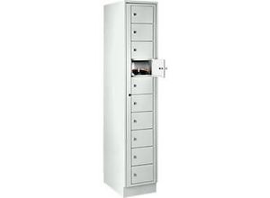 4250618203546 - Verteilerschrank mit Zentraltür Abteilbreite innen 350 mm Breite 350 mm 10 Fächer lichtgrau