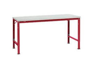 4045916140293 - AU70973003 Arbeits-Grundtisch UNIVERSAL Spezial mit Kunststoffplatte BxTxH = 1750x1000x722-1022 mm Rubin-Rot