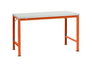 4045916137781 - AU70612001 Arbeits-Grundtisch UNIVERSAL Spezial mit Melaminplatte BxTxH = 1500 x 1000 x 722-1022 mm Rotorange (RAL 2001)