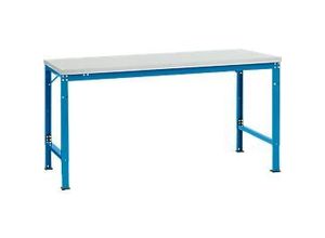 4045916138139 - AU70915012 Arbeits-Grundtisch UNIVERSAL Spezial mit Melaminplatte BxTxH = 1750 x 1000 x 722-1022 mm Licht-Blau (RAL 5012)