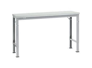 4045916137750 - AU70519006 Arbeits-Grundtisch UNIVERSAL Spezial mit Melaminplatte BxTxH = 1500 x 800 x 722-1022 mm Alusilber