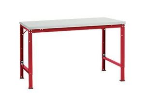 4045916139976 - AU70673003 Arbeits-Grundtisch UNIVERSAL Spezial mit Kunststoffplatte BxTxH = 1500x1000x722-1022 mm Rubin-Rot