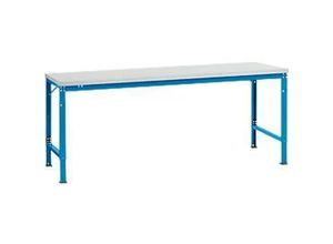 4045916140637 - AU71275012 Arbeits-Grundtisch UNIVERSAL Spezial mit Kunststoffplatte BxTxH = 2000x1000x722-1022 mm Licht-Blau (RAL 5012)